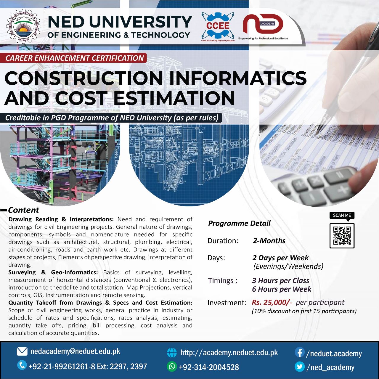 Construction Informatics And Cost Estimation Ned Academy Ccee Cmpp